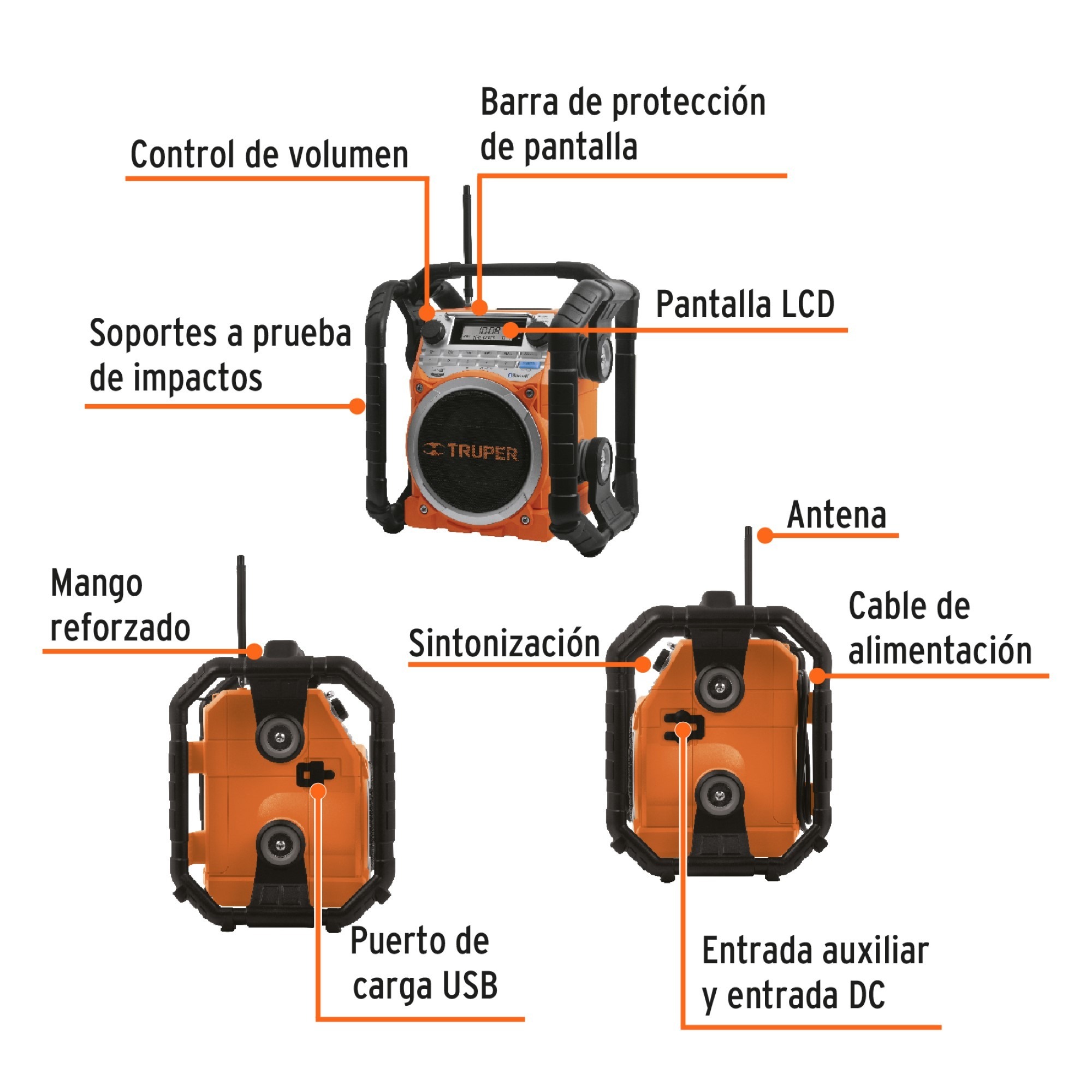 Minicomponente Digital Portatil Antichoque Recargable LCD – Ferretería ...